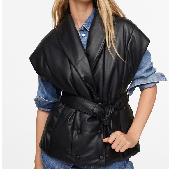 Mango | Jackets & Coats | Mango Leather Vest | Poshmark